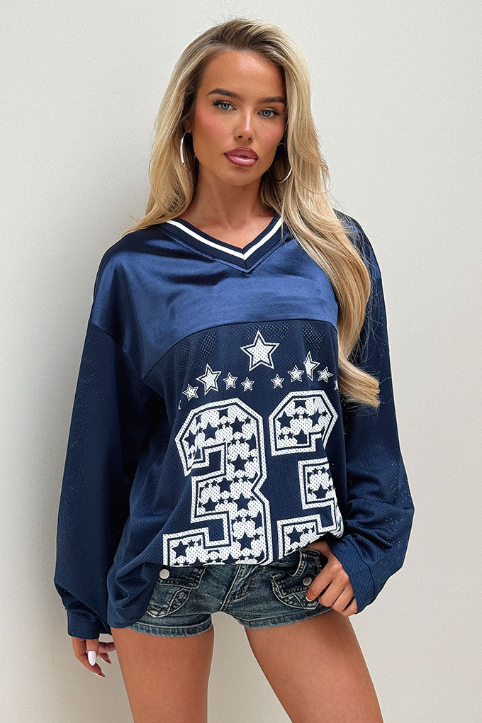 Greedy Long Sleeve Jersey Tee - Navy – Thats So Fetch AU